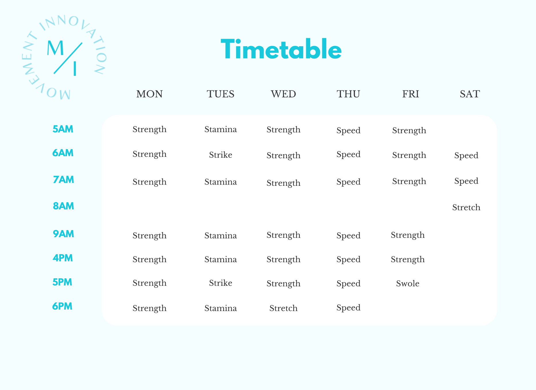 Movement Innovation Classes Timetable | Join The Movement